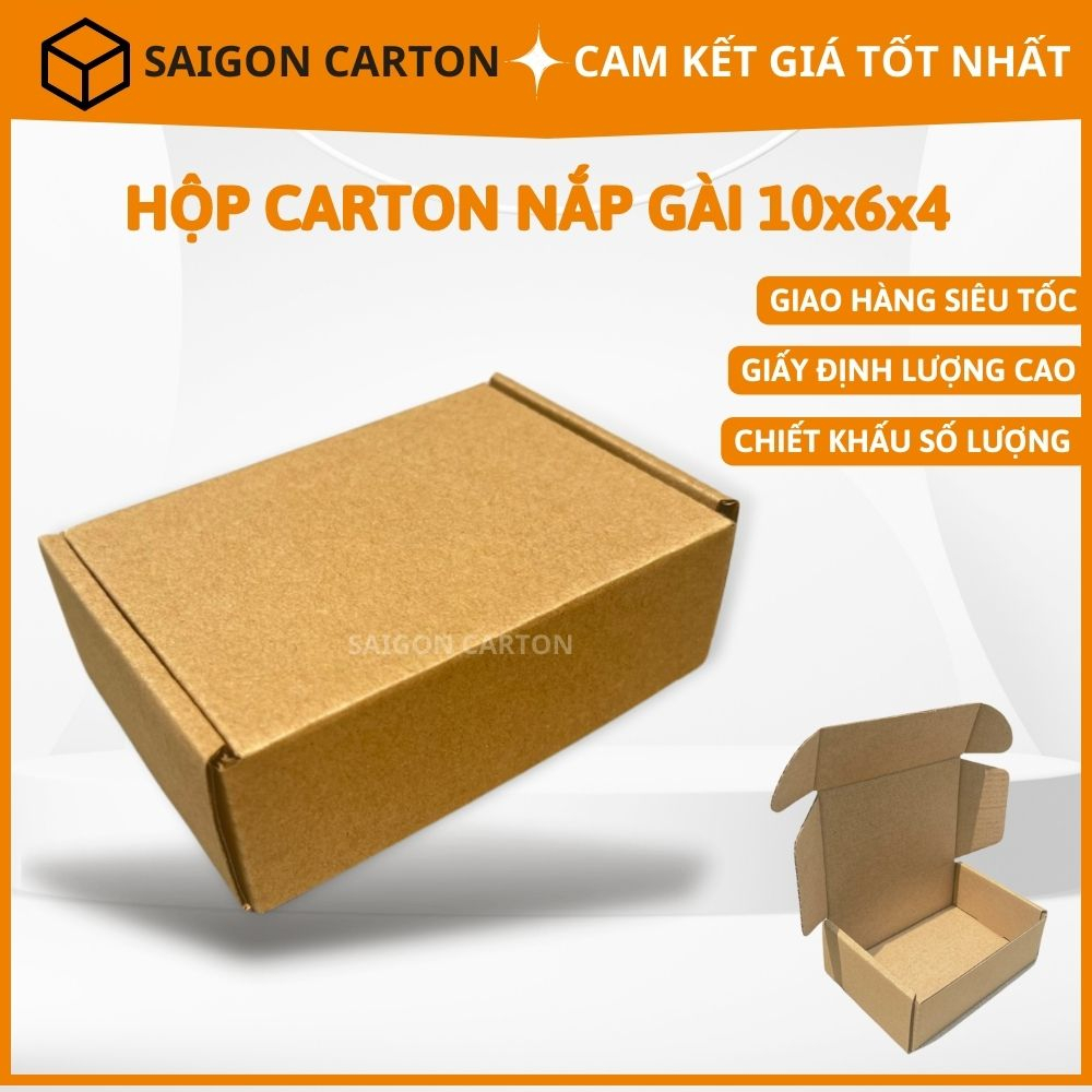 Hộp carton nắp gài đóng gói hàng online 10x6x4 cm , sản xuất bởi SÀI ...