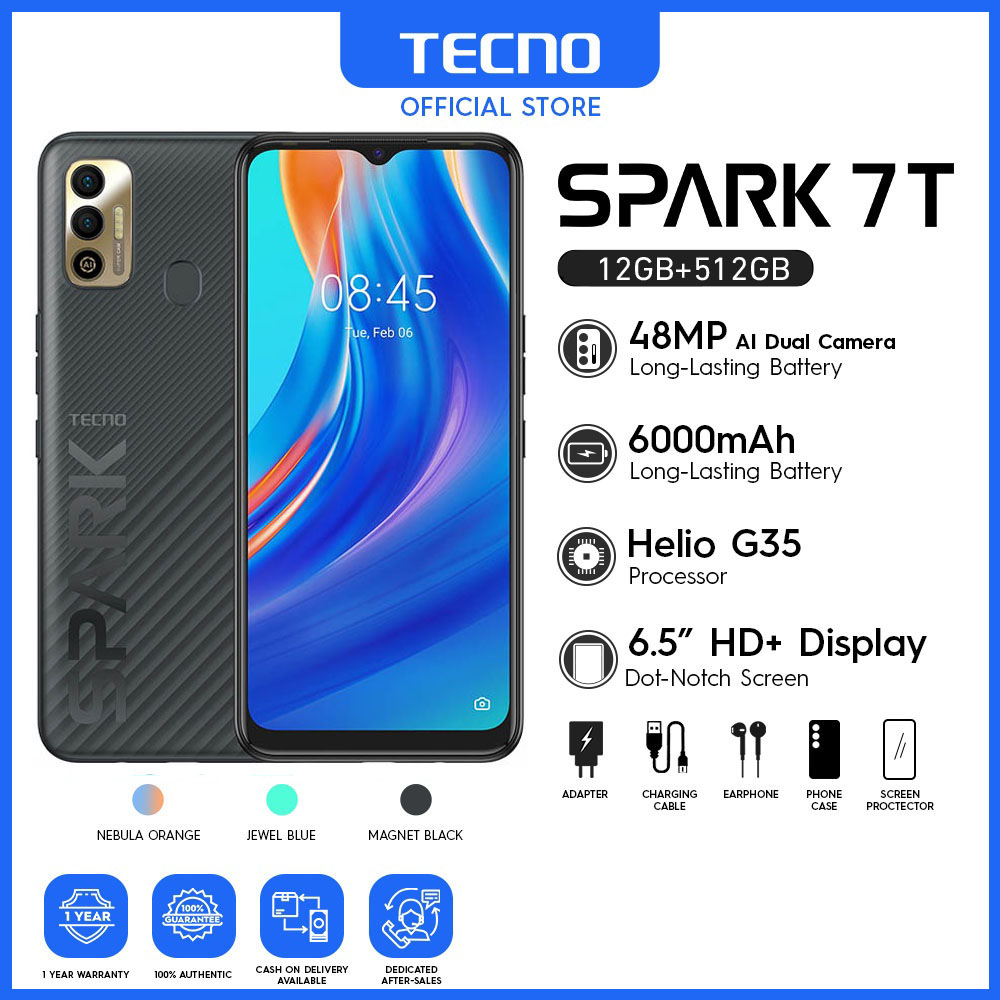 Điện Thoại Tecno Spark 7T hoàn toàn mới chính hãng Điện thoại 12+512GB trò chơi thể thao điện tử ...