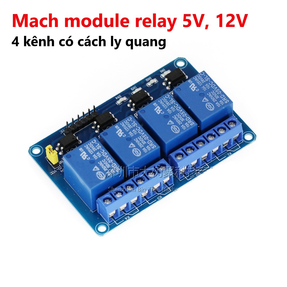 Mạch module relay 5V 4 kênh, 12V 4 kênh có cách ly quang | Shopee Việt Nam