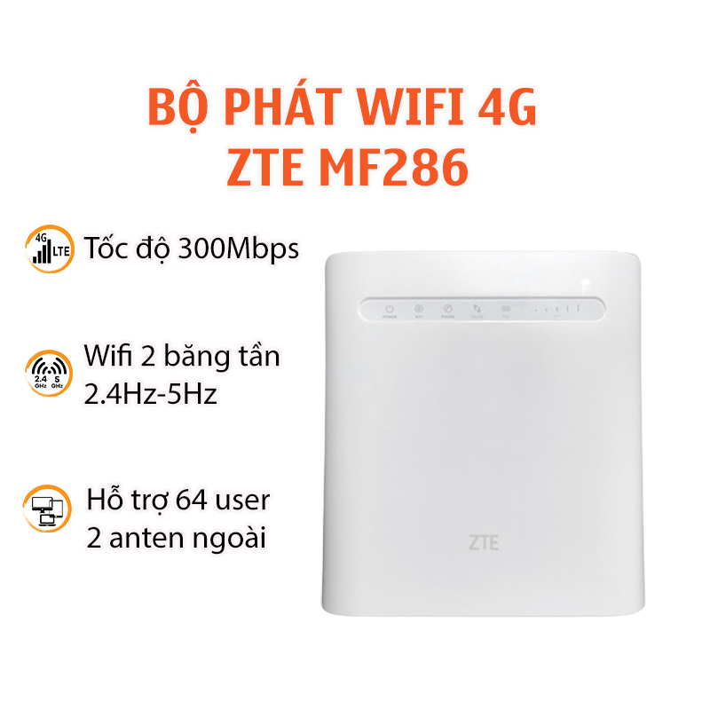 Bộ Phát Wifi 4G ZTE MF286 LTE CAT 6 Tốc độ 300Mbps, 2 băng tần 5Ghz và ...