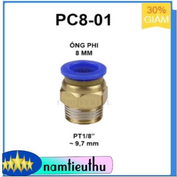 Đầu nối nhanh khí nén PC8-01 ống hơi 8mm sử dụng zen 9,7mm | Shopee ...