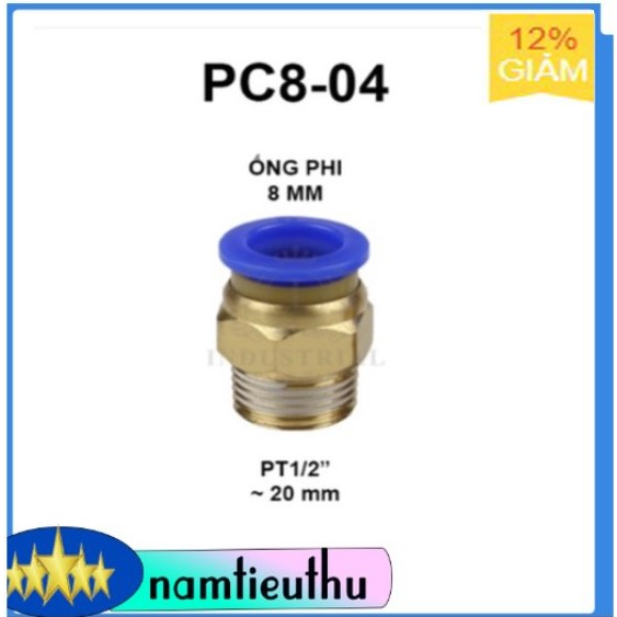 Đầu nối nhanh khí nén PC8-04 ống hơi 8mm sử dụng zen 20mm | Shopee Việt Nam