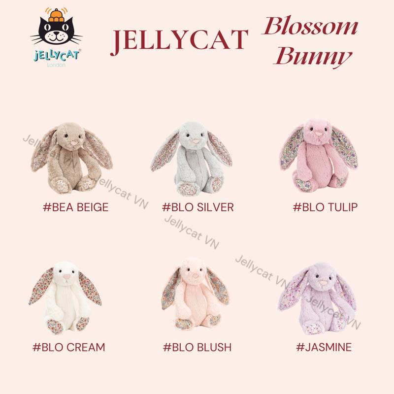 Gấu bông thỏ tai hoa,chân lót vải hoa nhí Jellycat Blossom Bunny size M 31cm cao cấp chính hãng ...