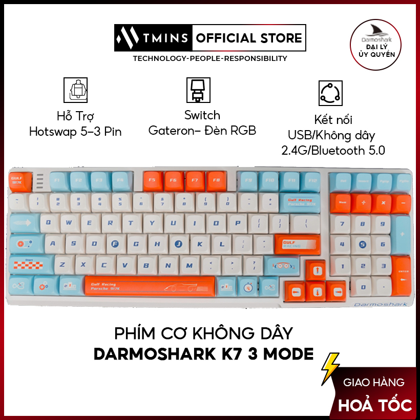 Bàn Phím Cơ Không Dây Darmoshark K7 Pro Gulf Racing 3 mode ( Hàng chính hãng ) | Shopee Việt Nam
