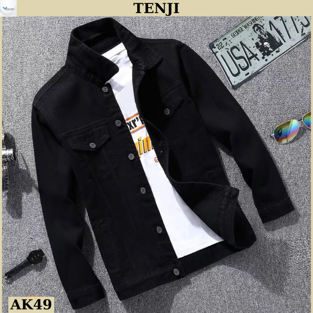 Áo Khoác Nam - Áo Khoác Jean Nam AK49(14) LOGO Tay Ngực Cổ Cao Cấp ...