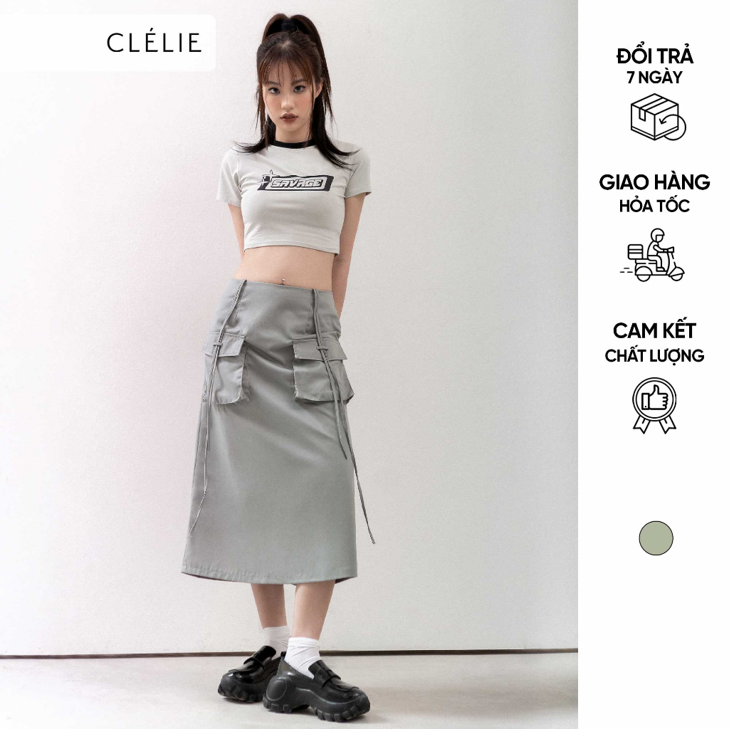Chân váy dài túi hộp xẻ tà | MADI SKIRT - CLÉLIE | Shopee Việt Nam