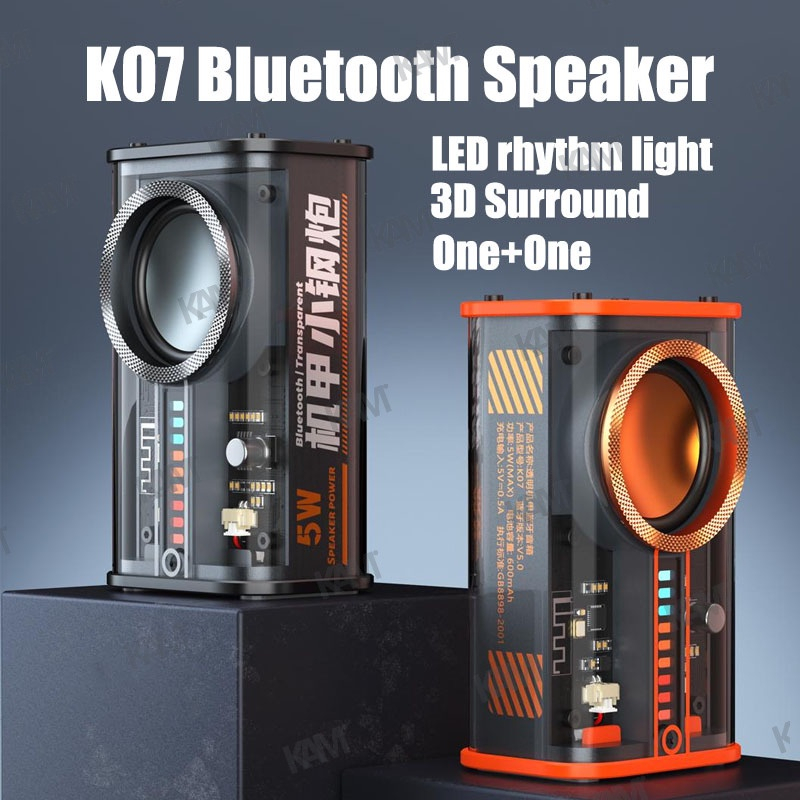 Loa Bluetooth mini không dây BYZ K07 siêu trầm thiết kế cổ điển trong suốt Led nháy theo nhạc ...