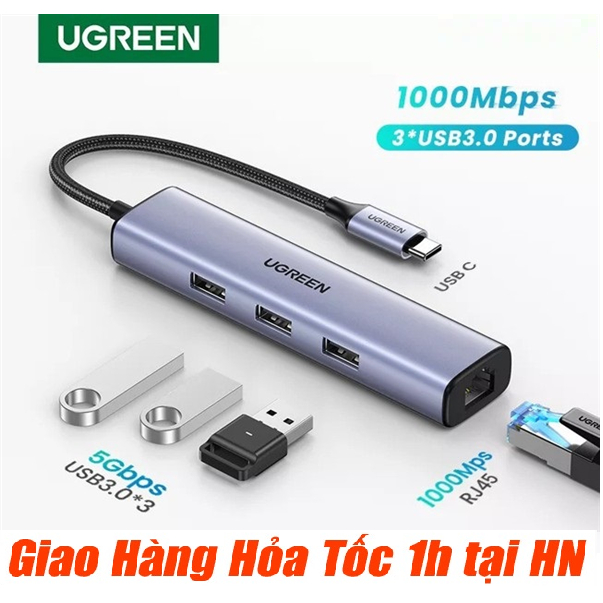 Bộ Chuyển USB C to Lan 1GBps + Hub 3 Cổng USB 3.0 Ugreen 20920 - Hàng ...