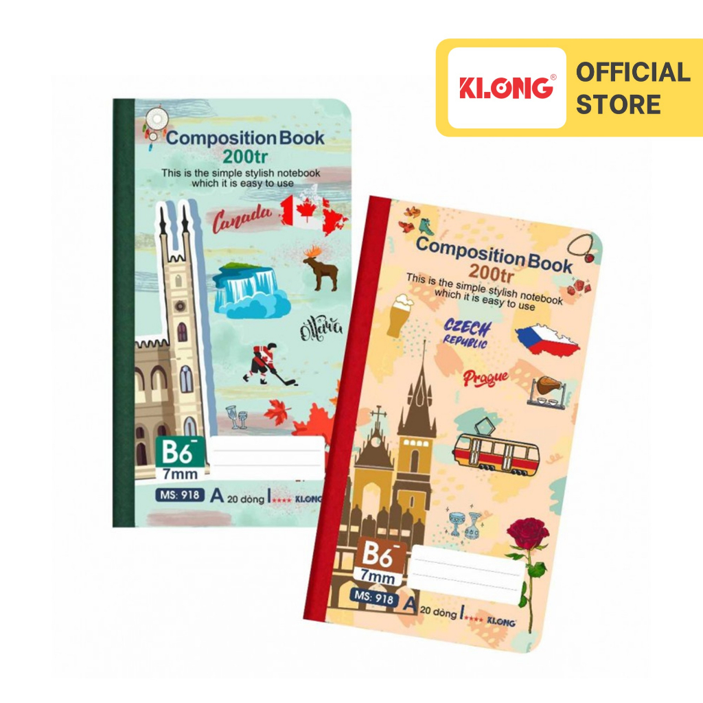Sổ kẻ ngang may dán gáy Composition book KLONG B6- 200 trang 70/76; MS: 918 | Shopee Việt Nam