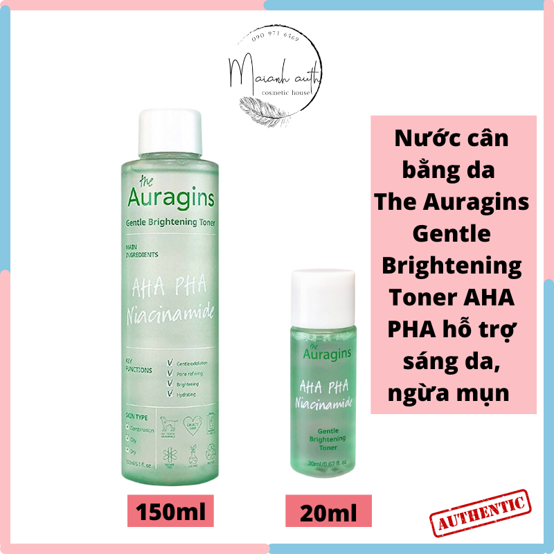 Nước Hoa Hồng The Auragins AHA PHA Niacinamide hỗ trợ sáng da, ngừa mụn ...