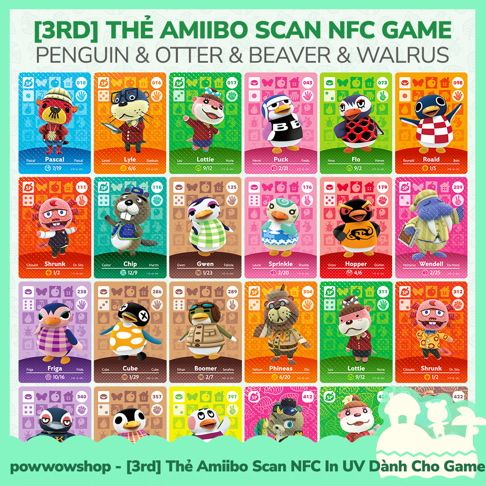 [Sẵn VN - Hỏa Tốc] 3rd Thẻ Amiibo Scan NFC Penguin & Otter & Beaver ...