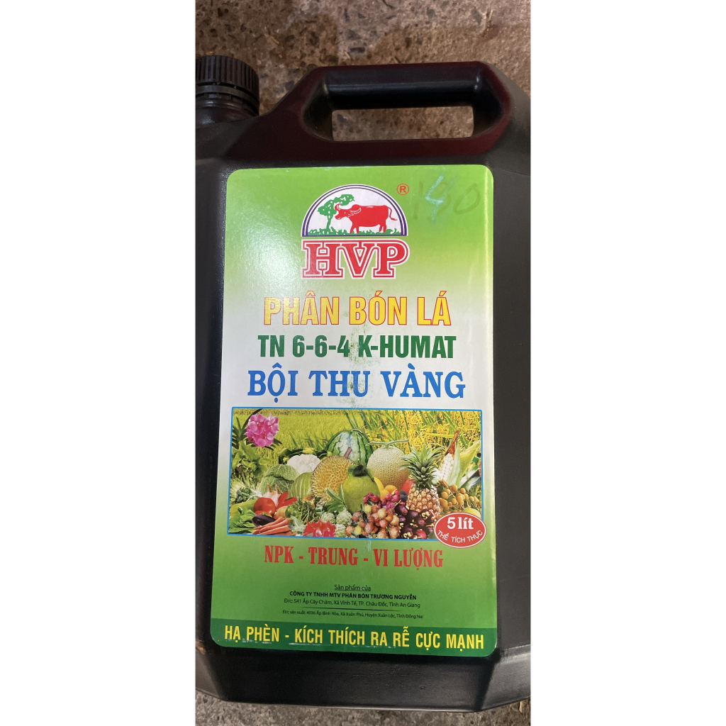 Phân bón la HVP 6-6-4 K-Humat trung vi lượng Bội thu vàng can 5 lít ...
