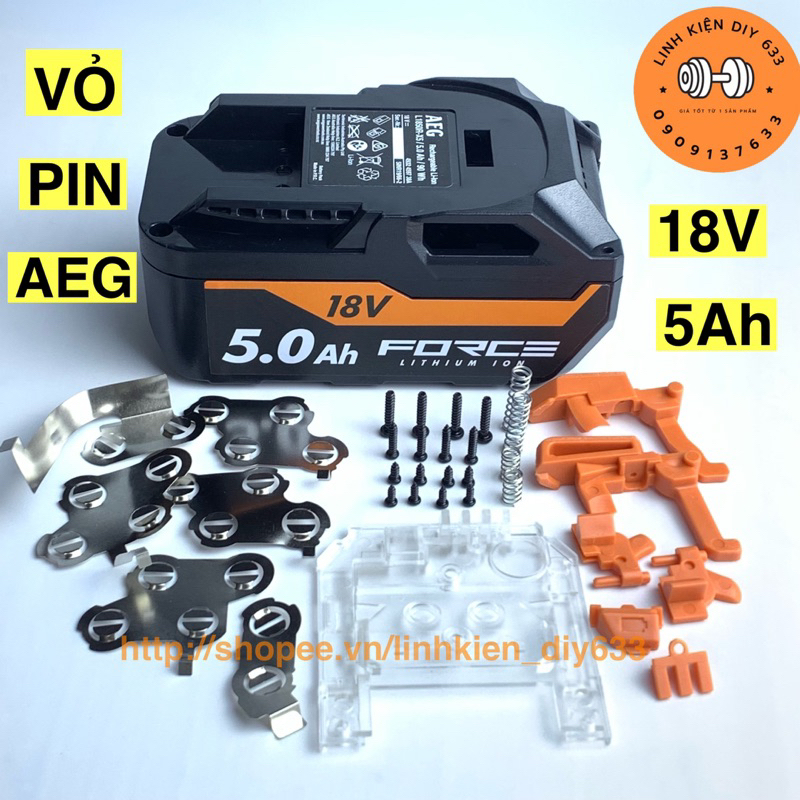 [KHÔNG KÈM MẠCH] Vỏ pin AEG 18V-5Ah 18650 (không kèm mạch) (DIY633 ...