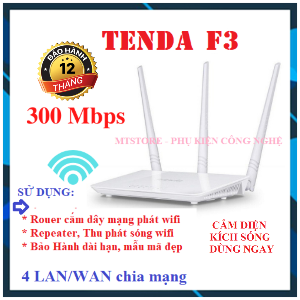 [BẢN ENGLISH] Bộ phát Wifi 3 râu Tenda F3 bộ thu phát wifi không dây ...