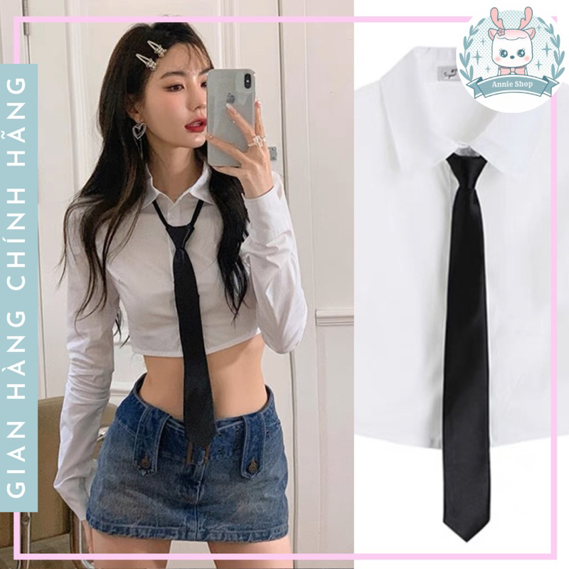 Cà vạt nam nữ bản nhỏ 5*35cm - Cavat thắt sẵn - Cà vạt kỷ yếu học sinh sinh viên bằng vải lụa ...