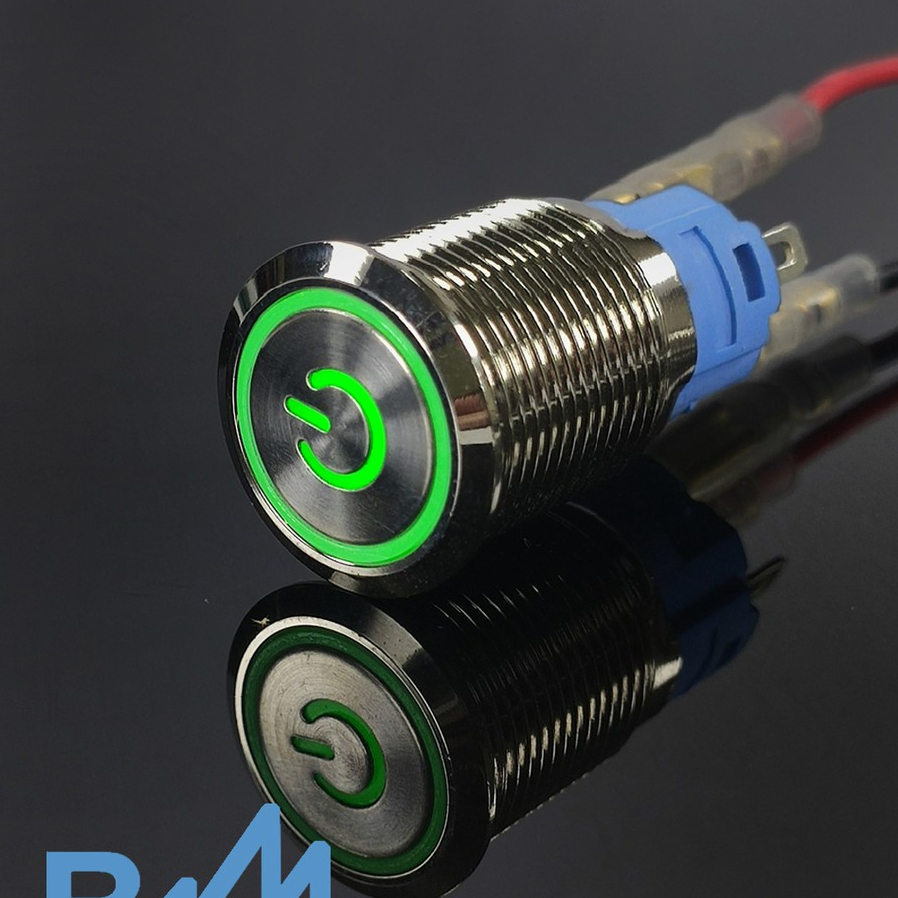 Nút nguồn giữ trạng thái 12mm 16mm chống nước có đèn LED biểu tượng ...