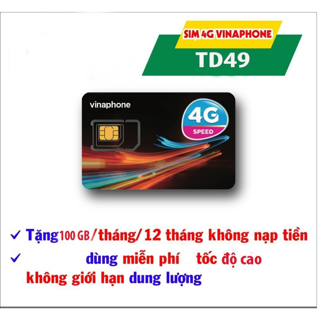[TD49 VinaPhone] – Gói sim 4G 100GB Vào mạng thoải mái không dùng truy cập | Shopee Việt Nam