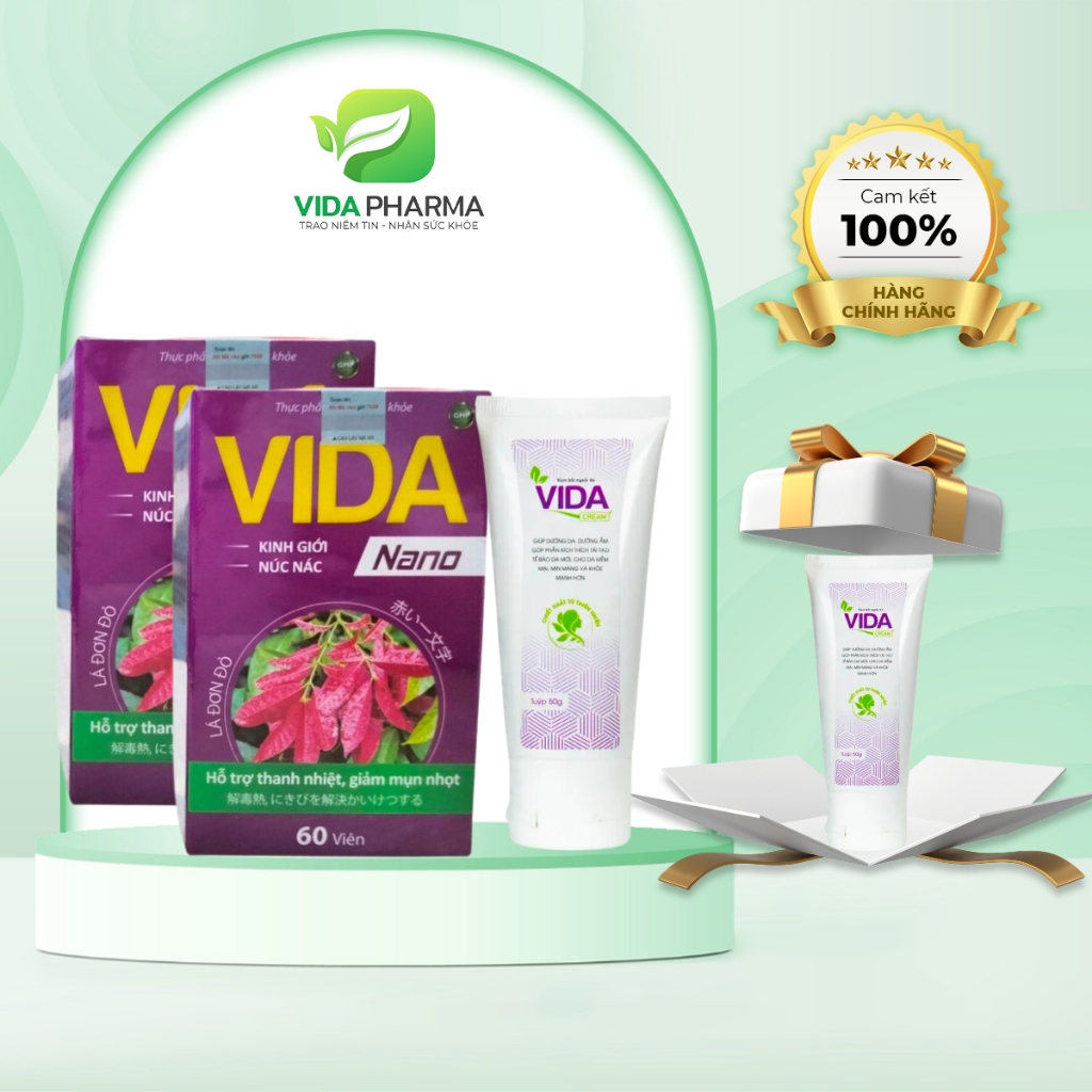 Combo 2 Vida Nano - 1 Vida Cream Tặng 1 Vida Cream Thanh Nhiệt, Hỗ Trợ Giảm Rôm Xẩy, Mụn Nhọt ...