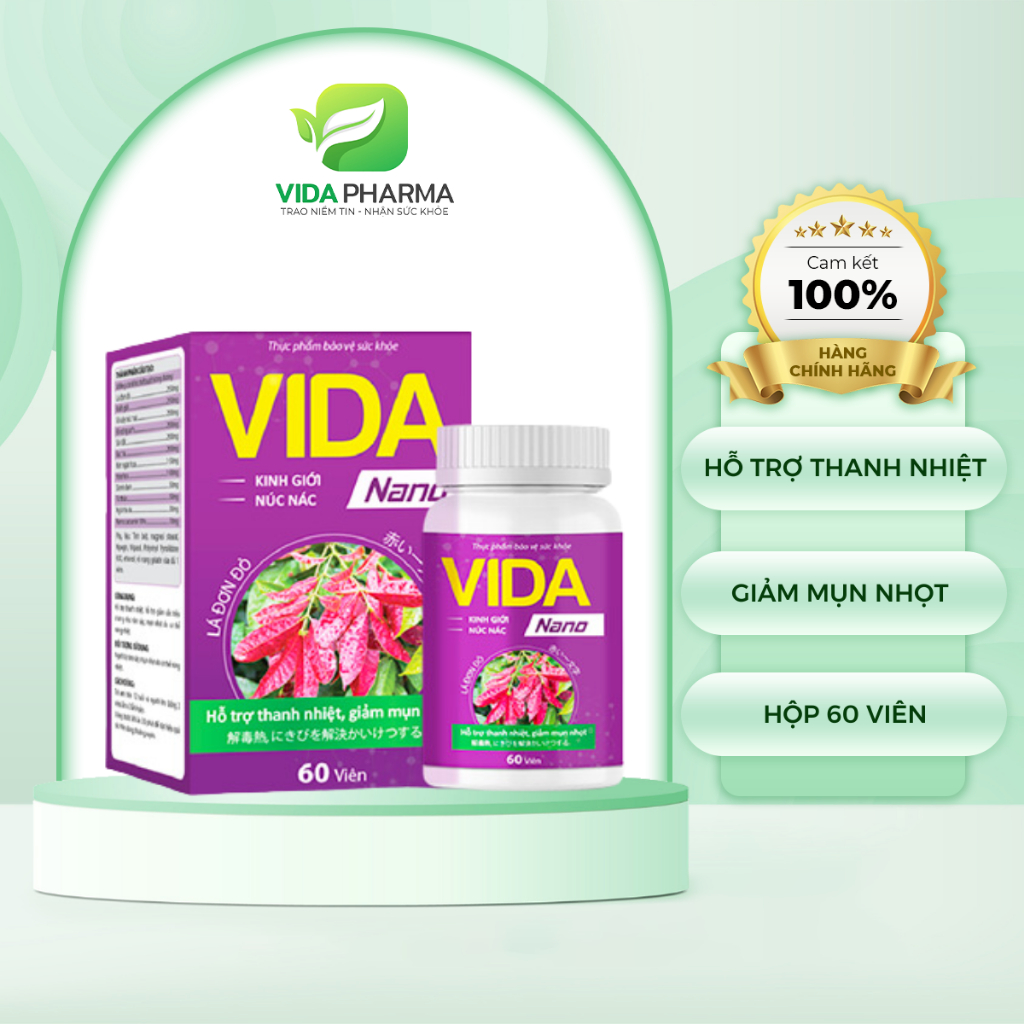 Viên Uống Vida Nano Hỗ Trợ Thanh Nhiệt, Giảm Rôm Xẩy, Mụn Nhọt Hộp 60 viên - Vida Pharma ...