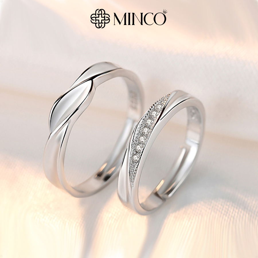 Nhẫn đôi nam nữ couple Minco Accessories nhẫn cặp màu bạc không gỉ trang sức đôi ND08 | Shopee ...