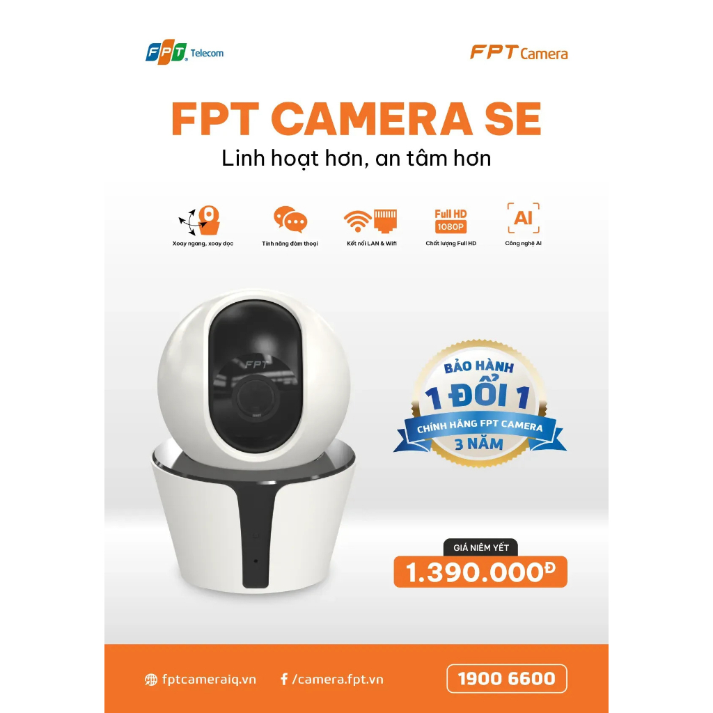 Camera Wifi FPT SE 2M Xoay 360 Full HD 1080 Chuẩn Chính Hãng Sử Dụng ...