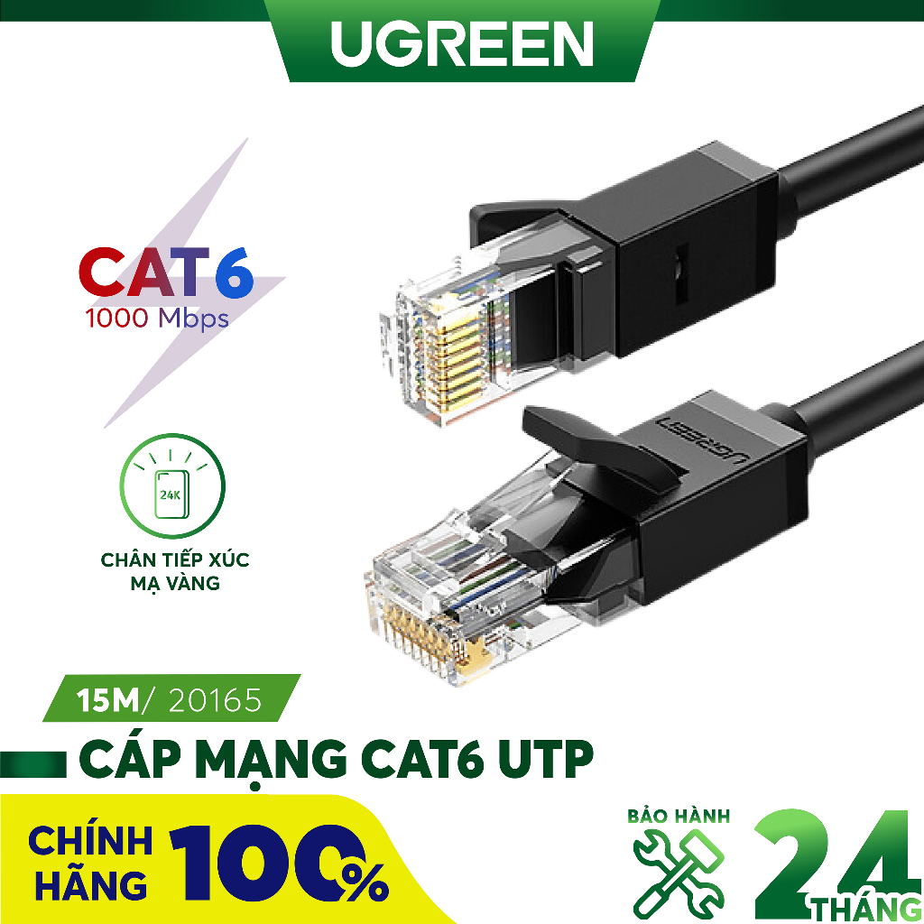 Dây mạng cat6 Đúc sẵn đầu (dài từ 5m đến 30m) Ugreen 20164 20165 20166 ...