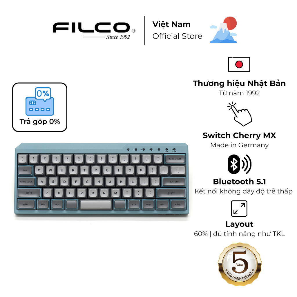 Bàn phím cơ Bluetooth Filco Minila-R Convertible ASAGI - Hàng chính ...