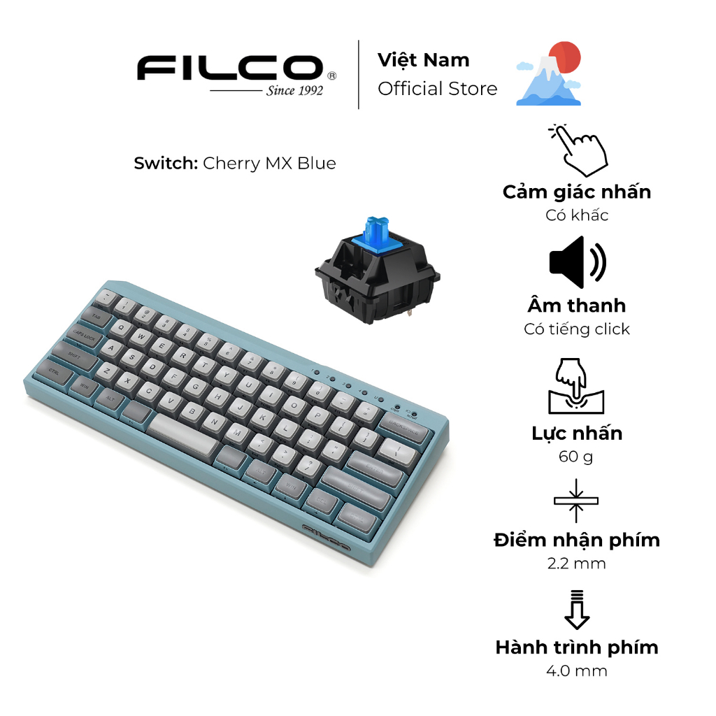 Bàn phím cơ Bluetooth Filco Minila-R Convertible ASAGI - Hàng chính ...