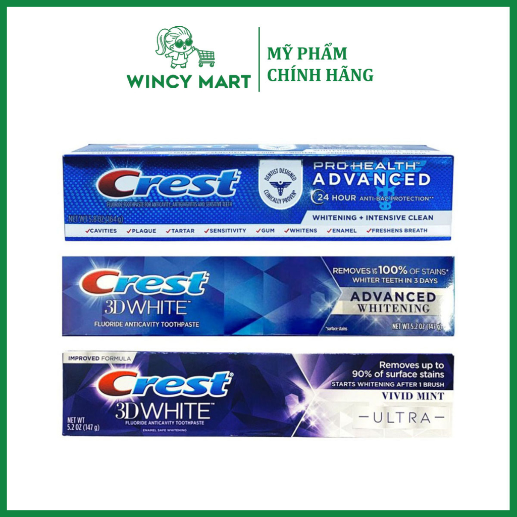 Kem Đánh Răng Crest 3D White Ultra - Advanced Tripple Whitening 147g- 232g Giúp Loại Bỏ Vết Bẩn ...