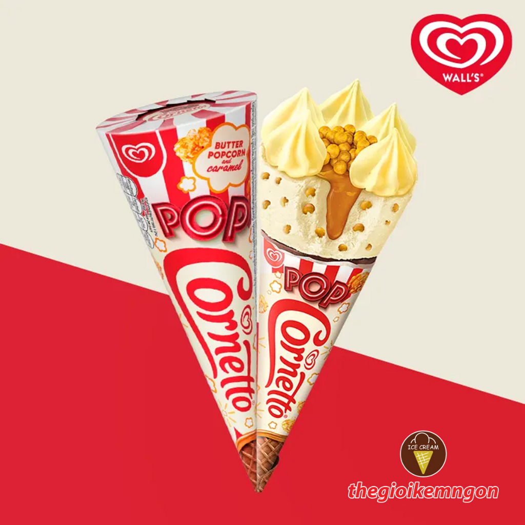 Kem ốc quế bắp rang bơ caramel Wall's Cornetto Butter Popcorn Caramel ...