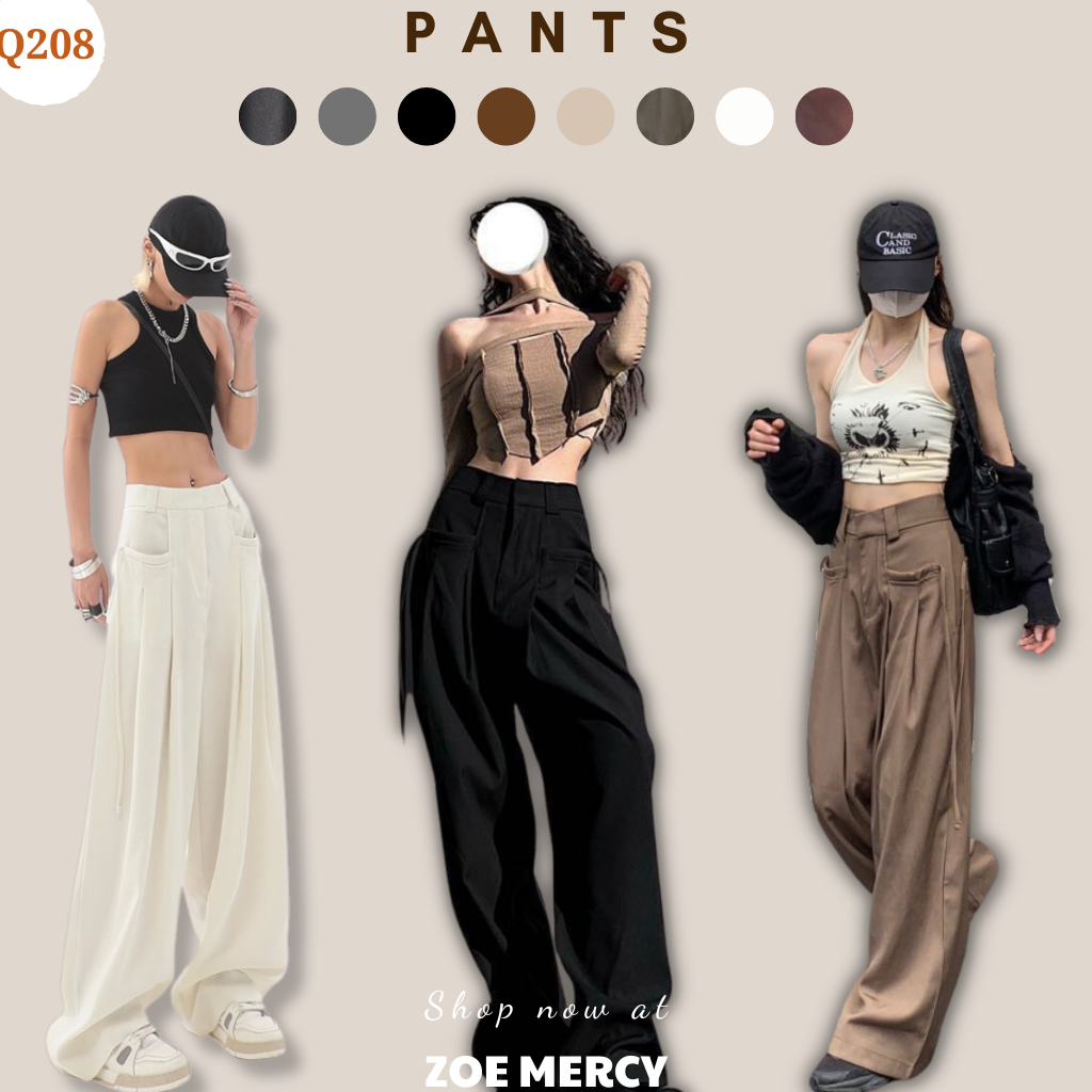 [SẴN]-Quần tây ống rộng buộc dây ZOE MERCY | Pants (Q208) | Shopee Việt Nam