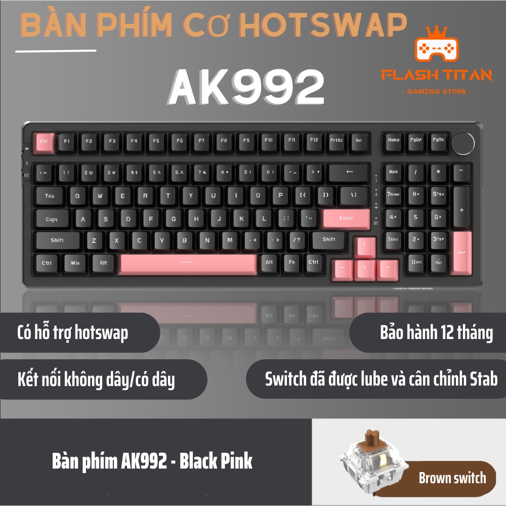 Bàn phím cơ Gaming không dây Ajazz AK992 Brown switch - Hỗ trợ hotswap - Bảo hành 1 năm | Shopee ...