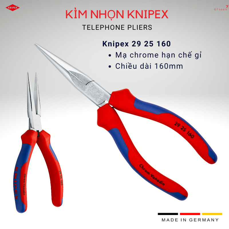 Kìm Knipex Mũi Nhọn Telephone Pliers 29 25 160 Chiều Dài 160mm - Made ...