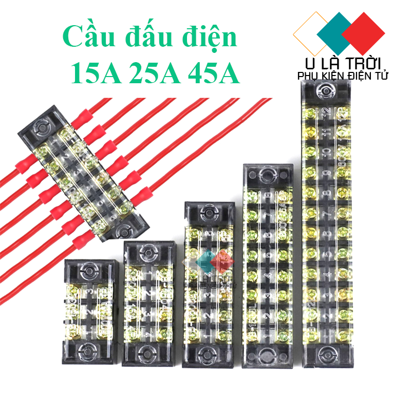 Cầu đấu điện domino 15A 25A 45A 4P 6P 12P đủ kích thước chất lượng | Shopee Việt Nam