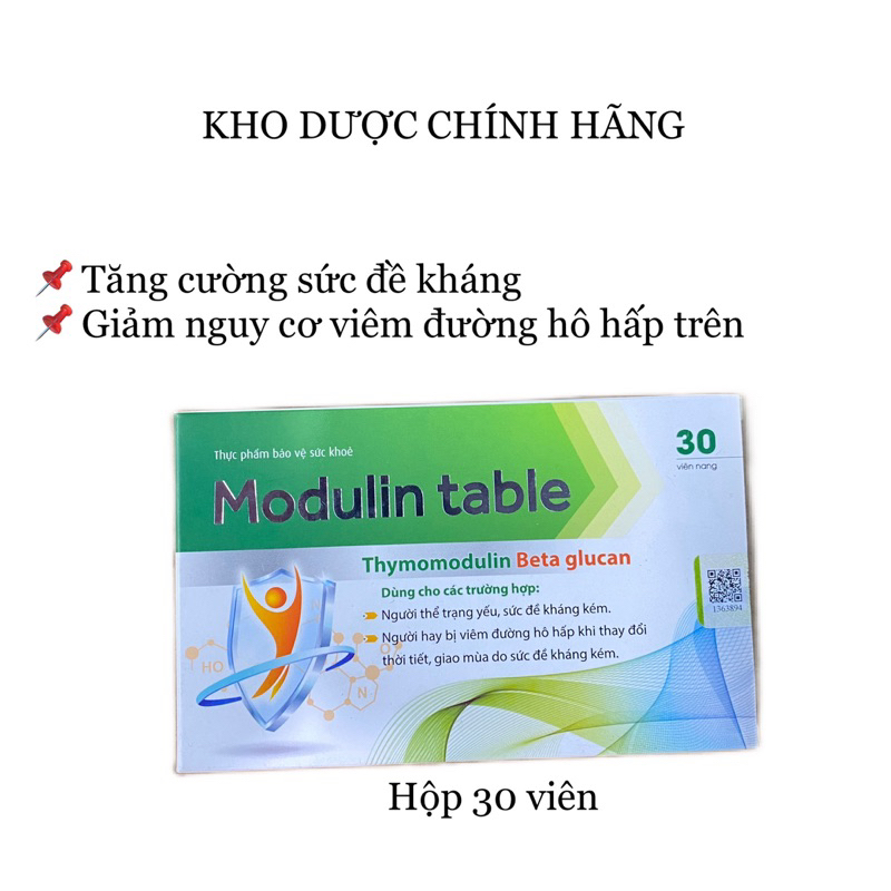 Modulin table - Thymomodulin Beta glucan hộp 30 viên nang - Tăng sức đề ...