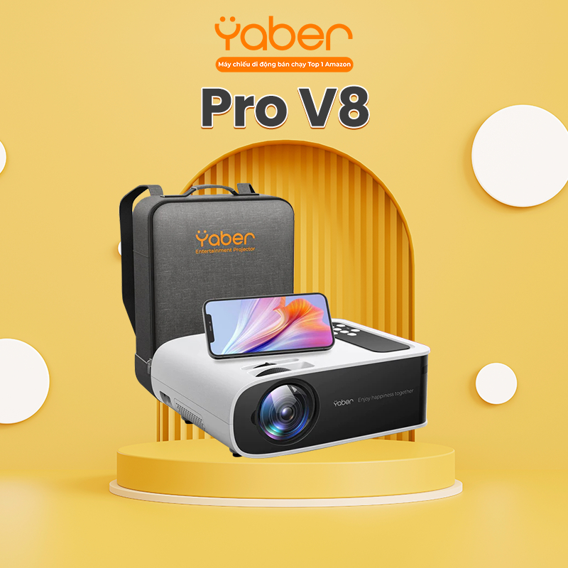 Máy chiếu gia đình YABER PRO V8 Wifi 6 Full HD hổ trợ 4K - Độ sáng 450 ...
