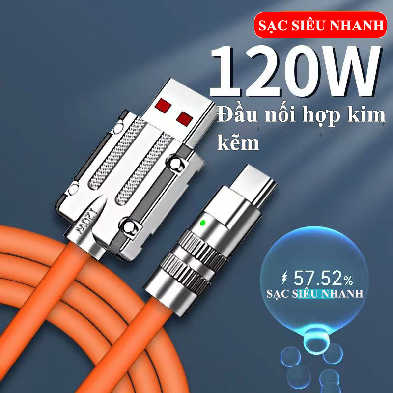 Dây Cáp Sạc Nhanh Cá Mập đủ loại, Dài 2M 120W Cổng USB ,Type-C ,iP Bằng Hợp Kim Kẽm Silicon ...