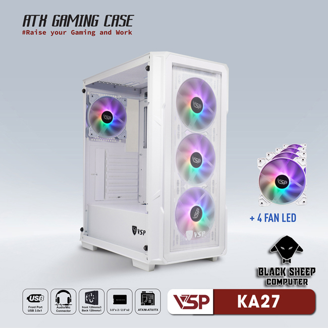 Vỏ Case VSP KA27 WHITE (SẴN 4 FAN LED) | Shopee Việt Nam