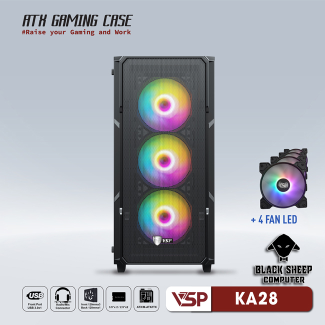 Vỏ Case VSP KA28 BLACK (SẴN 4 FAN LED) | Shopee Việt Nam