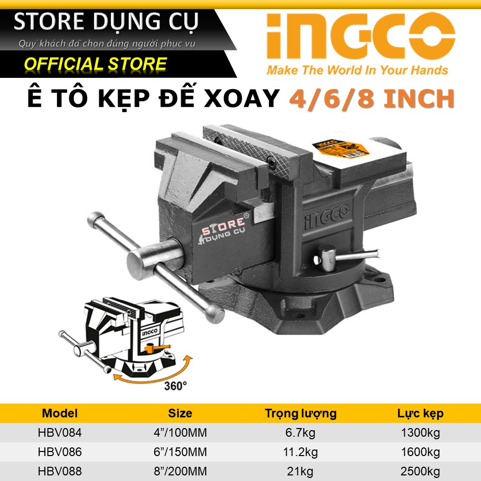 Ê tô kẹp đế xoay INGCO kích thước đế 4-8inch lực kẹp 1300-2500kgs ...