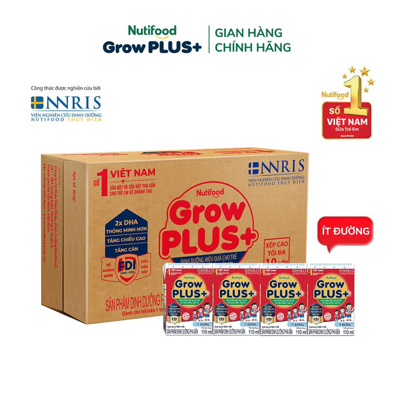 Thùng sữa bột pha sẵn nước Nutifood Grow Plus vàng, Growplus đỏ ...
