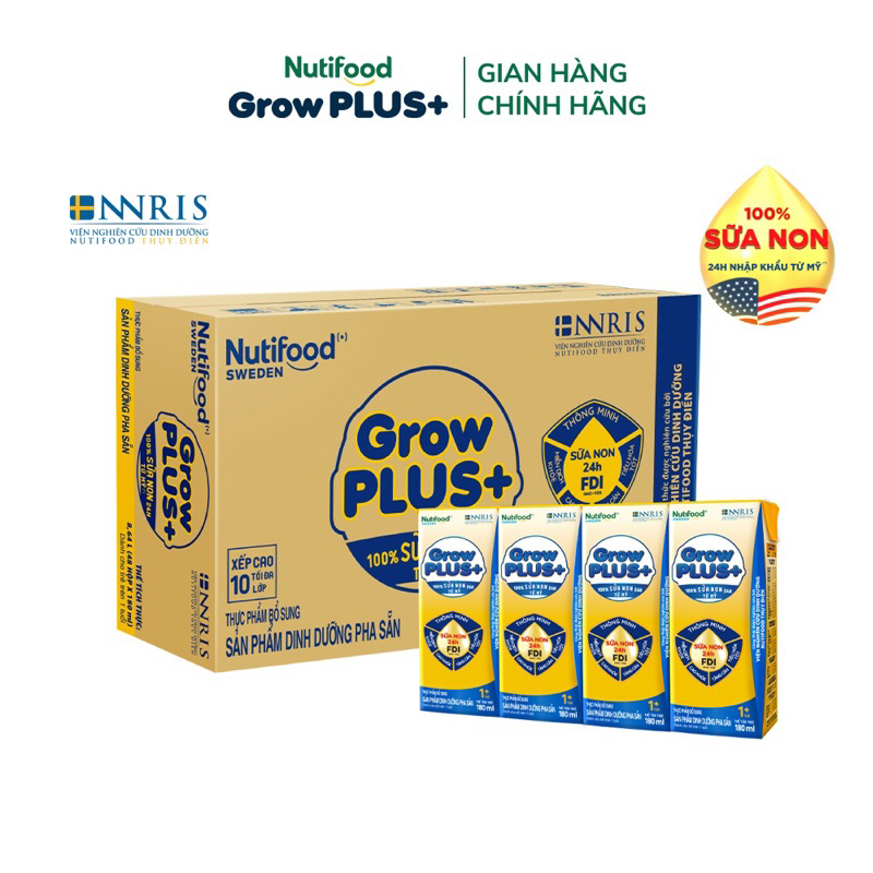 Thùng sữa bột pha sẵn nước Nutifood Grow plus vàng, Growplus đỏ ...