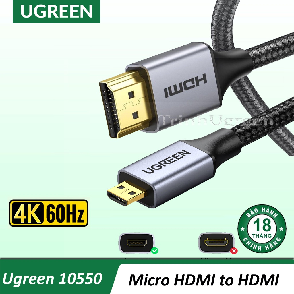 Cáp Micro HDMI to HDMI 4k Ugreen 30148 30102 30103 30104 10550 ARC Hàng ...