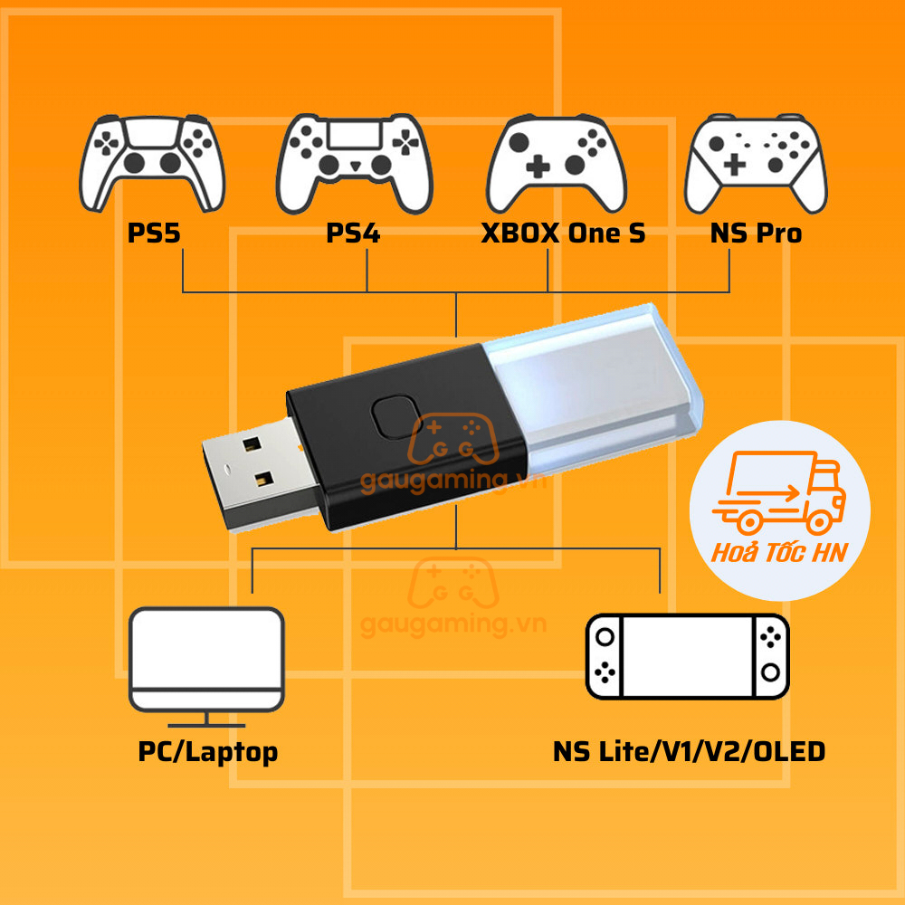 USB Receiver Bluetooth 5.0 kết nối tay cầm PS5, PS4, Xbox với Nintendo ...