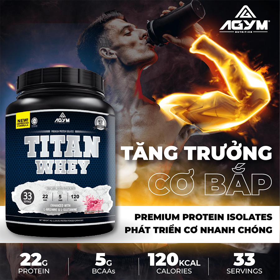Titan Whey Protein AGYM - Sữa dinh dưỡng tăng cơ 1Kg | Shopee Việt Nam