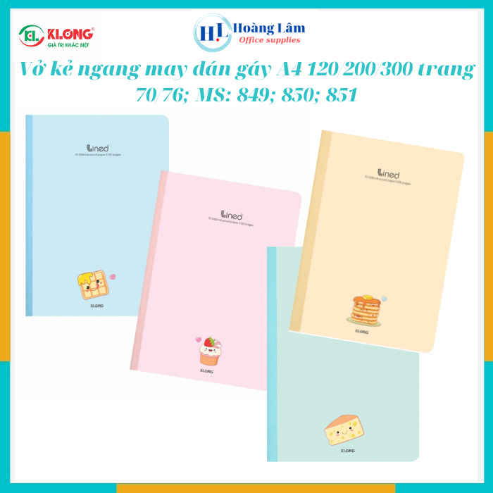 Tập vở kẻ ngang may dán gáy Klong A4 định lượng 70gsm bìa foodie dễ ...