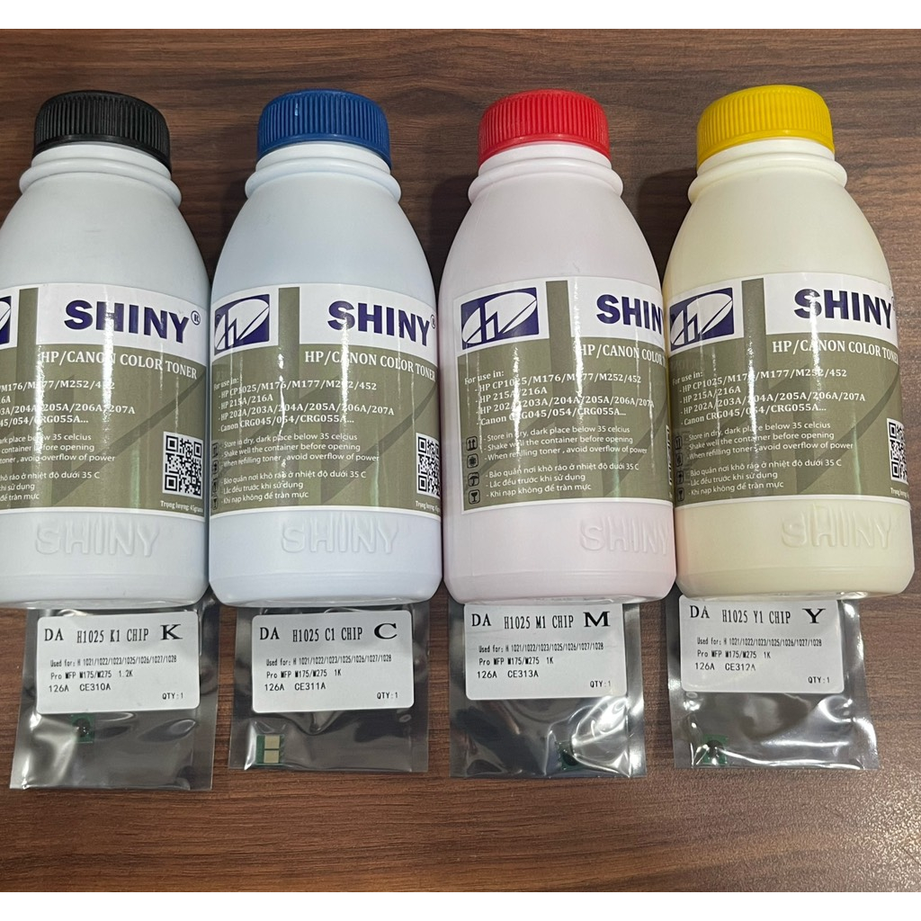 Bộ mực nạp và chip laser màu HP CP 1025 (CE310, CE311, CE312, CE313 ) 4 màu - Hiệu Shiny ...