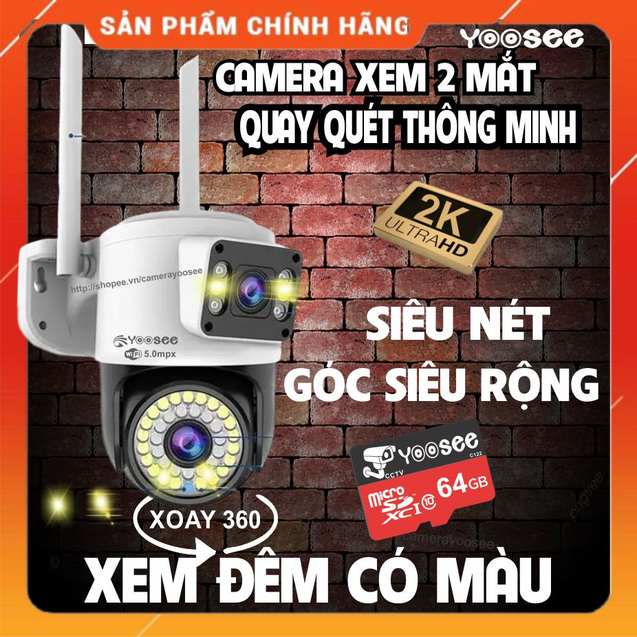 Camera YooSee 2 mắt - chuẩn 4K siêu nét - xem đêm có màu - xoay 360 ...