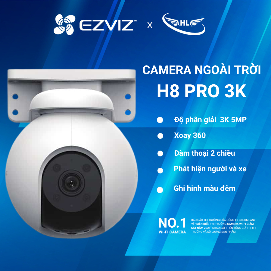 Camera WIFI ngoài trời phiên bản 2022 SIÊU NÉT EZVIZ H8 2K 3K XOAY 360 ĐÀM THOẠI, MÀU ĐÊM ...