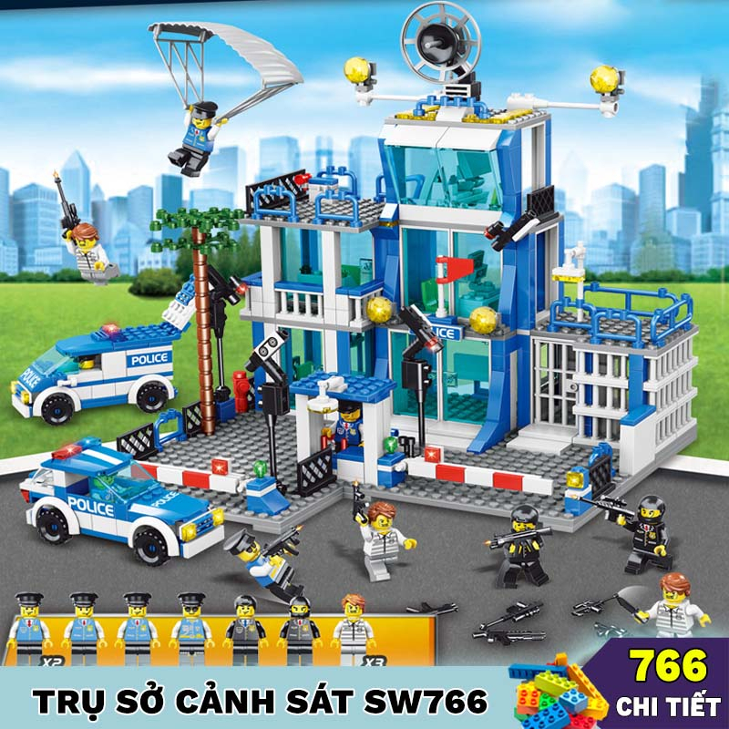 [766 Chi Tiết] Bộ Đồ Chơi Lắp Ráp Lego Trụ Sở Cảnh Sát SW766 Xanh, Lắp ...
